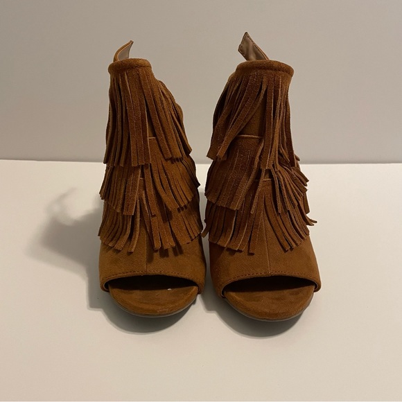 Charming Charlie | Shoes | Charming Charlie Brown Fringe Heel With ...